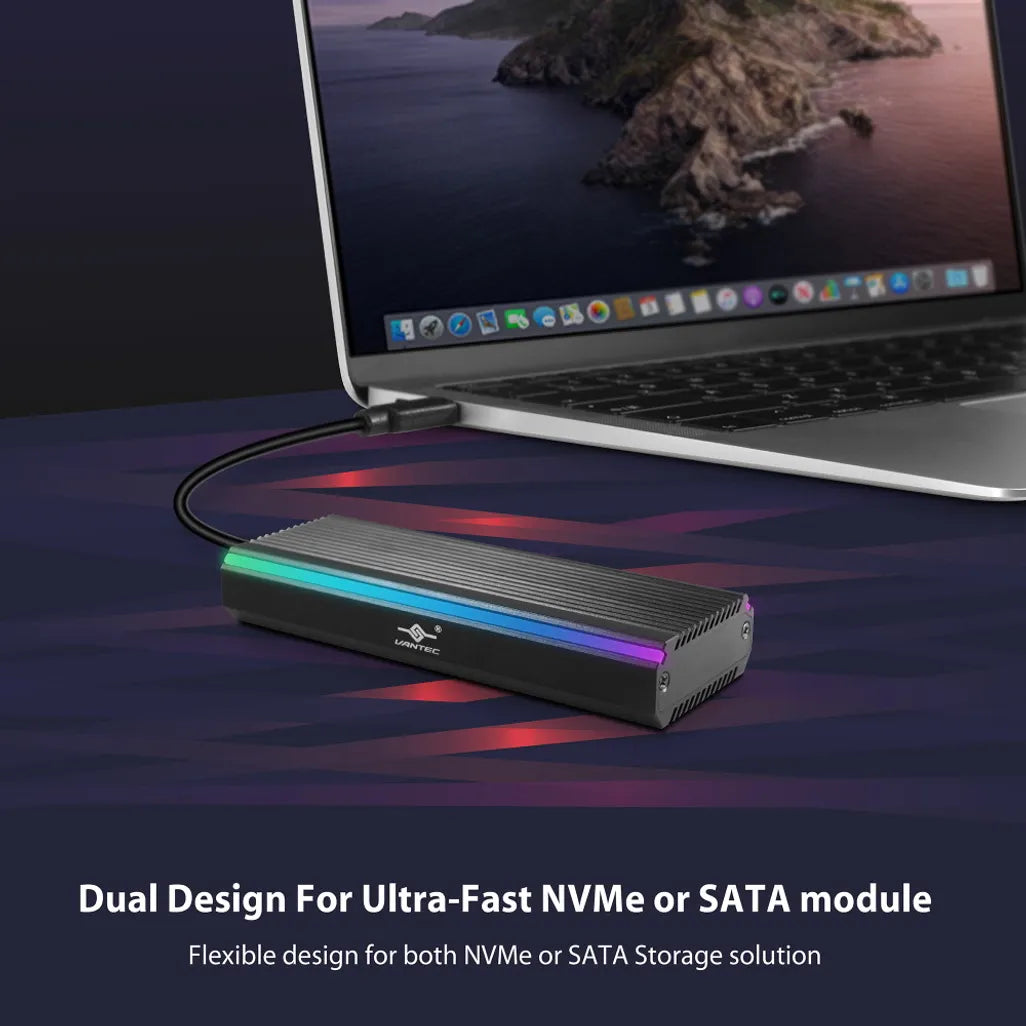 Vantec NST-211C3-RGB, SSD enclosure, M.2, M.2, USB connectivity, Black – TecAfrica Solutions