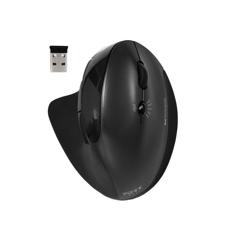 Port Connect Wireless Rechargeable Ergonomic Mouse - Black – TecAfrica ...